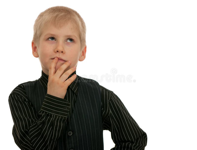 Nadenkende jongen stock afbeelding. Image of doel, nadenkend - 13117877