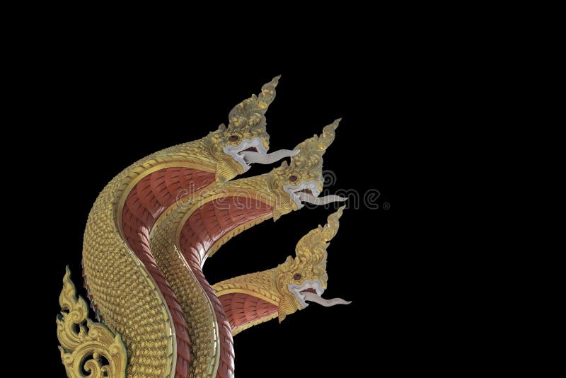 Naga Head Statue Decorated on Black Background Stock Photo - Image of ...