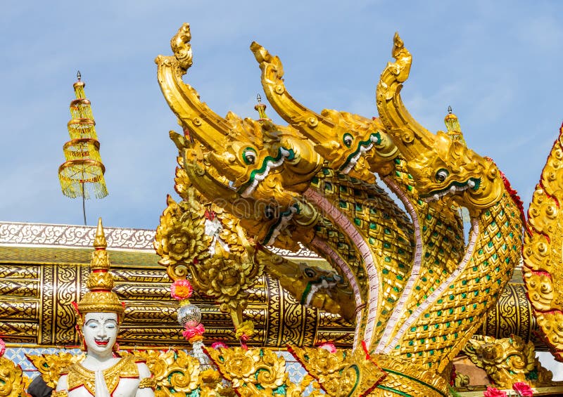 Heads Of Naka Or Naga Or Serpent In Buddhist Stock Image - Image of ...