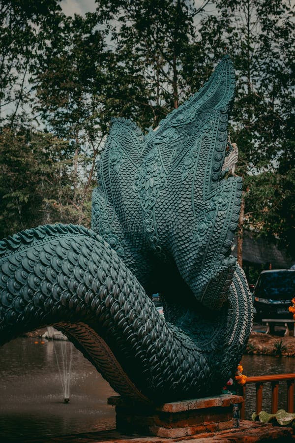 Beautiful Naga Statue or King of Nagas Serpent Animal in Buddhist Stock ...