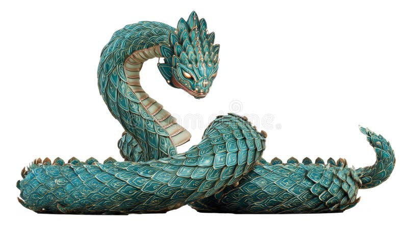 Naga Snake Deity with Ornate Scales and Hood Pattern Isolated on White ...