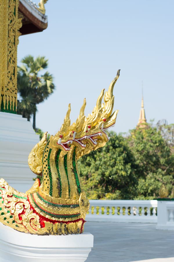 Naga Statue at Haw Pha Bang Stock Image - Image of buddhist ...