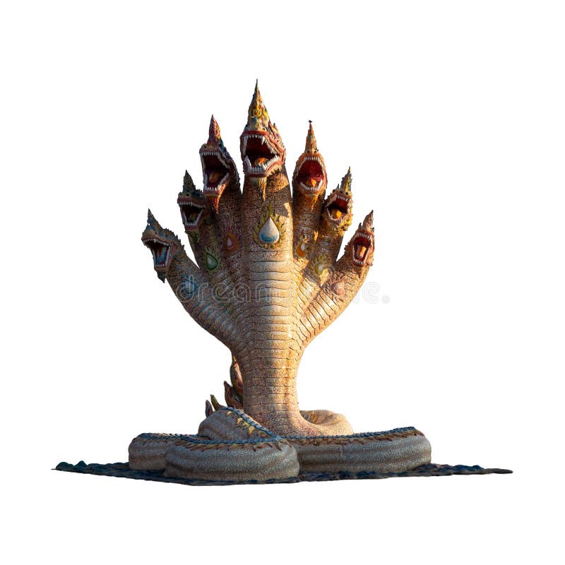 Naga Statue Isolated on White Stock Image - Image of gold, praying ...