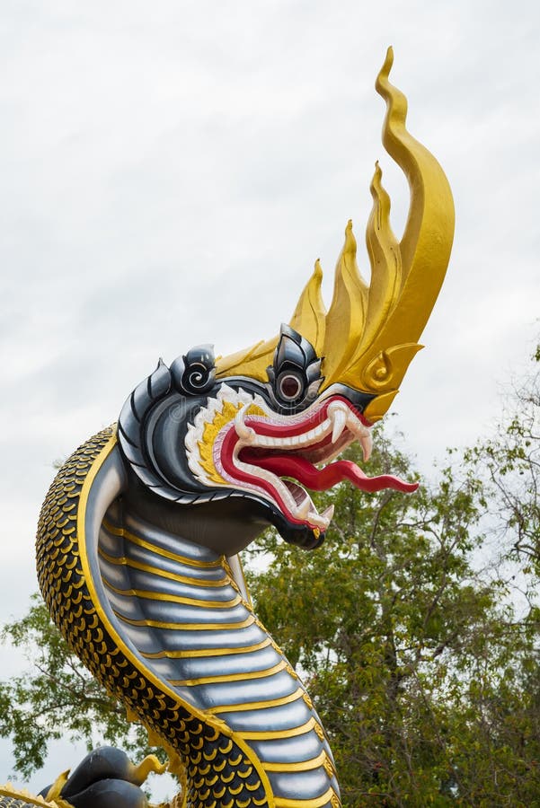 Naga statue in the temple stock image. Image of color - 289230997
