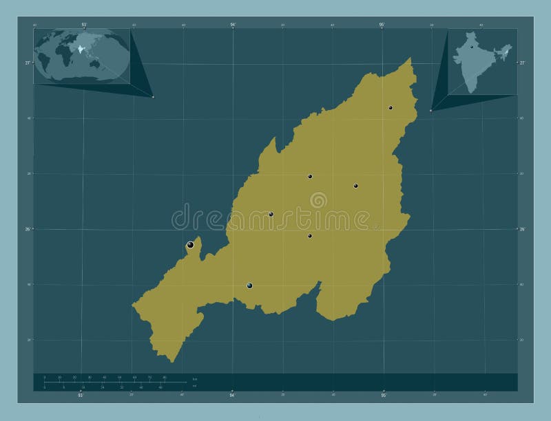 Nagaland, India. Solid. Major Cities Stock Illustration - Illustration ...