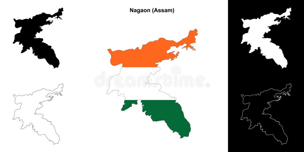 Nagaon outline map stock vector. Illustration of blank - 368823641