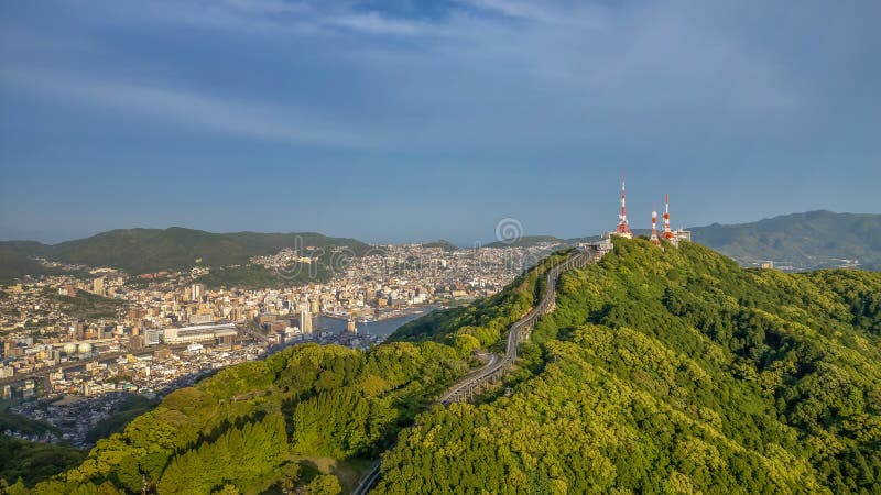 Nagasaki City, Nagasaki Prefecture, Withe the Mt. Inasayama May 13 2024 ...