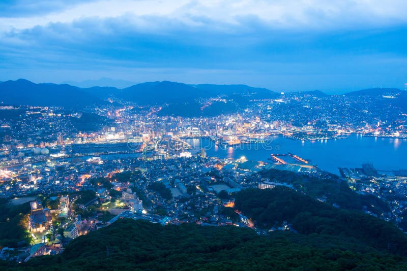 Night View from the Top of Mount Inasa in Nagasaki, Japan Stock Image ...