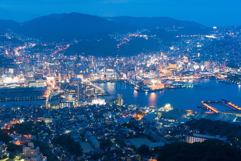 Night View from the Top of Mount Inasa in Nagasaki, Japan Stock Image ...