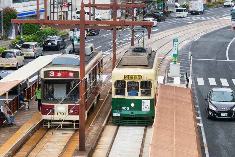 Tram at Nagasaki Electric Tramway in Nagasaki, Japan Editorial Photo ...