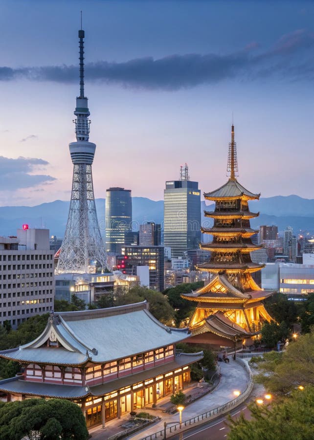 Nagoya City Skyline in Japan Stock Illustration - Illustration of ...