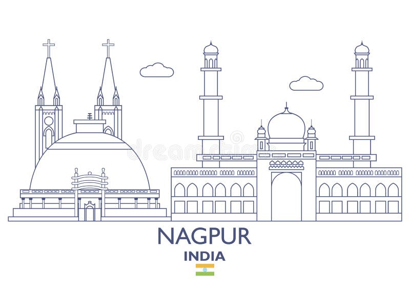 Nagpur India City Skyline with Color Buildings, Blue Sky and Copy Space ...