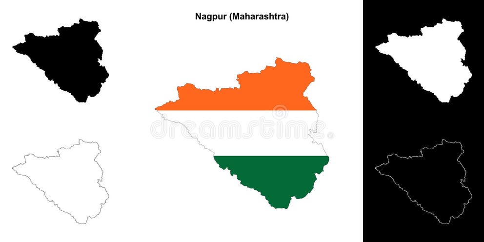 Nagpur outline map stock illustration. Illustration of empty - 368832071