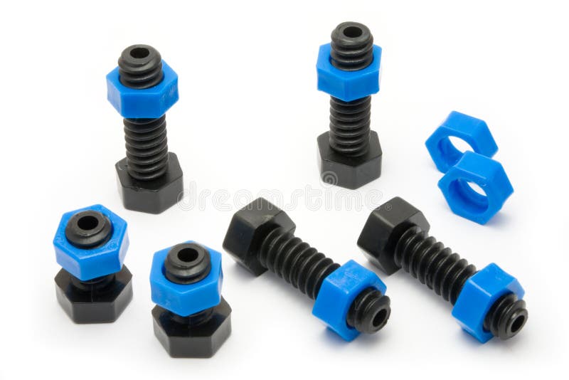 Nahaufnahme Der Plastikmuttern - Und - Schrauben Stockfoto - Bild von ...