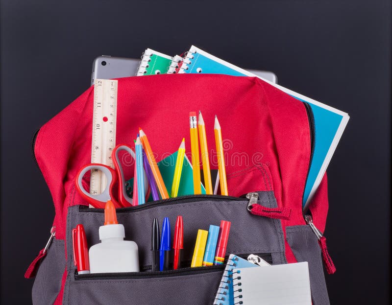 Nahaufnahme Einer Zusammenstellung Des Schulbedarfs Stockfoto - Bild ...