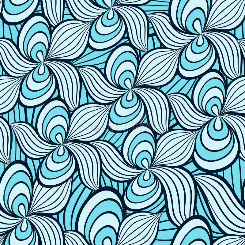 Nahtlose Abstrakte Hand Gezeichnetes Muster Mit Wellen Vektor Abbildung ...