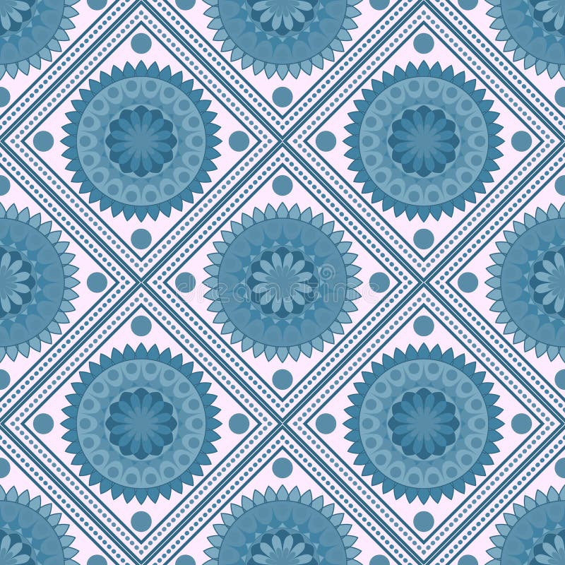 Nahtloses Geometrisches Muster, Blumen in Einer Raute Auf Einem ...