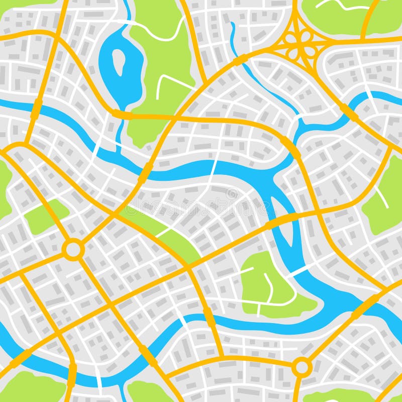 Nahtloses Muster Der Abstrakten Stadtkarte Vektor Abbildung ...