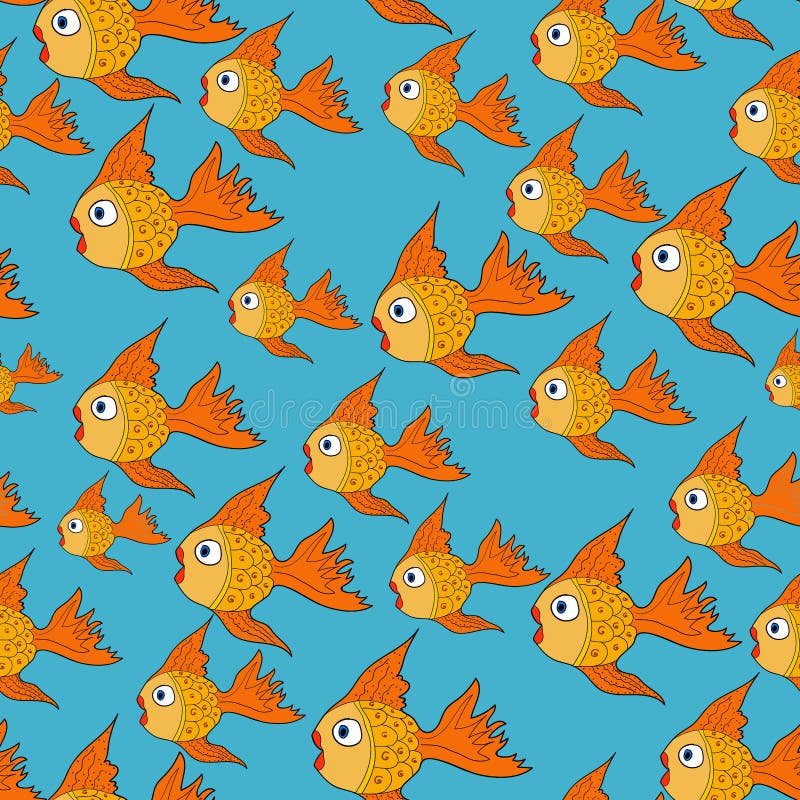 Nahtloses Muster Des Vektors Mit Fischen Vektor Abbildung ...