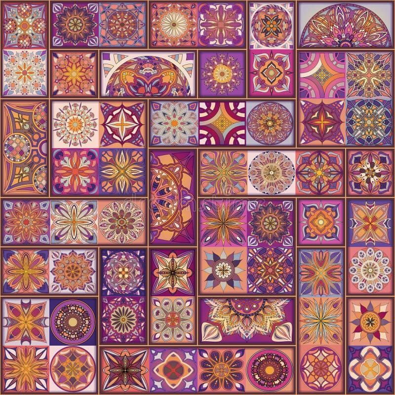 Nahtloses Muster Mit Dekorativen Mandalen Weinlesemandalaelemente ...