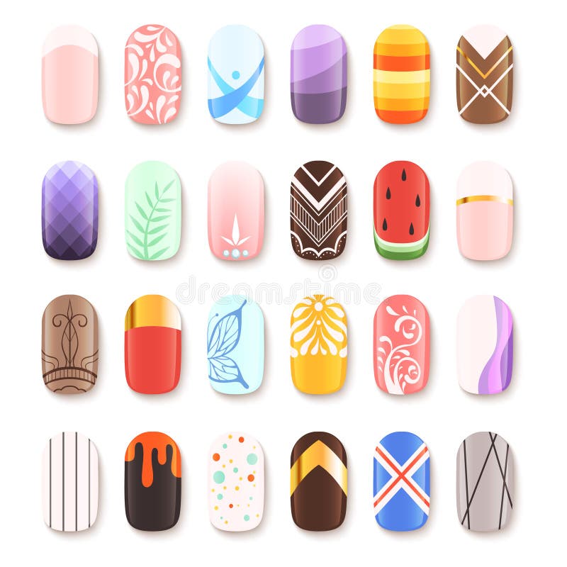 Nail Art Design. False Fingernails Manicure Vector Template Stock ...