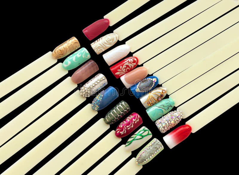 Nail art handmade samples stock image. Image of plastic - 86008643