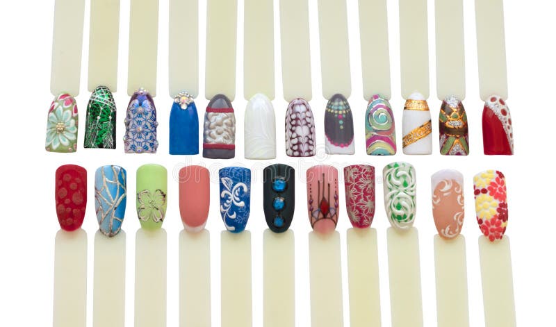 Nail art handmade samples. stock image. Image of color - 101126741