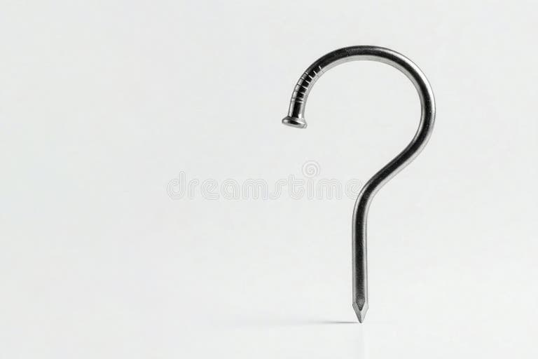 A Nail Bent in the Shape of a Question Mark. Space for Text. Stock ...