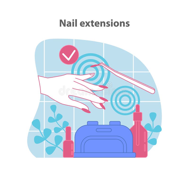 Nail Extensions Service. a Precise Application. Stock Vector ...