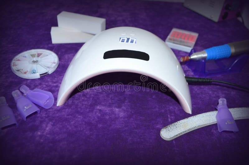 Nail Gel Salon. UV Lamp with Timer Stock Image - Image of healthy ...