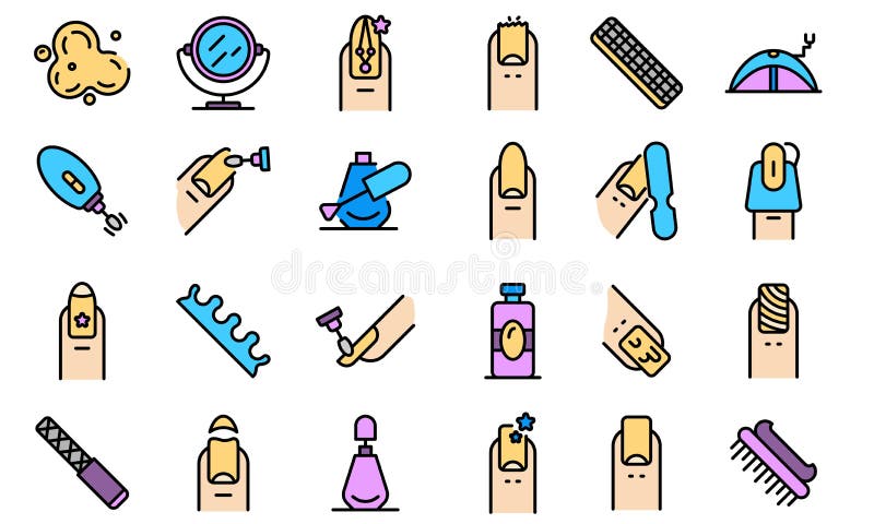 Nail icons vector flat stock vector. Illustration of line - 189091843