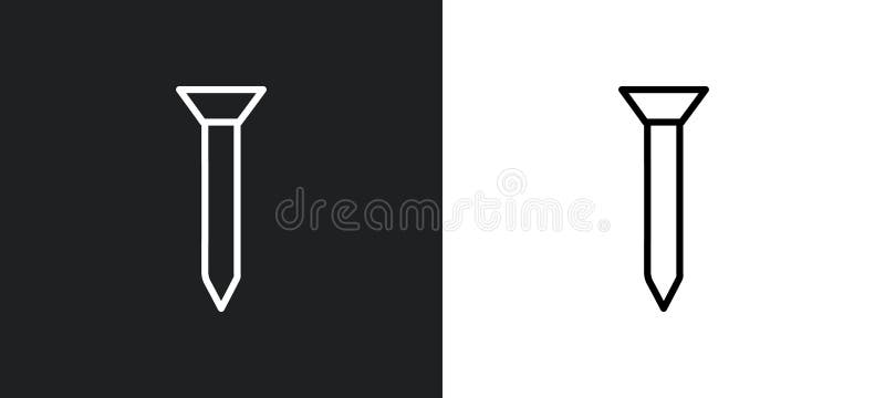 Nail Outline Icon in White and Black Colors. Nail Flat Vector Icon from ...