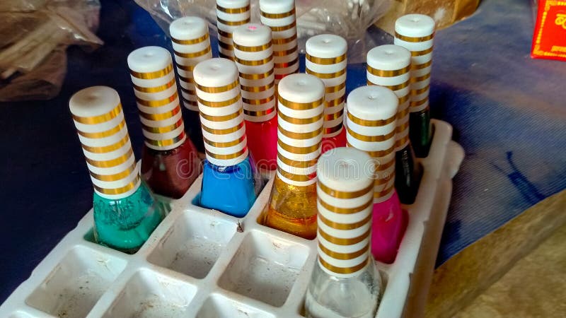 Nail Paint Box in Our Stationary Shop. Stock Photo - Image of drink ...