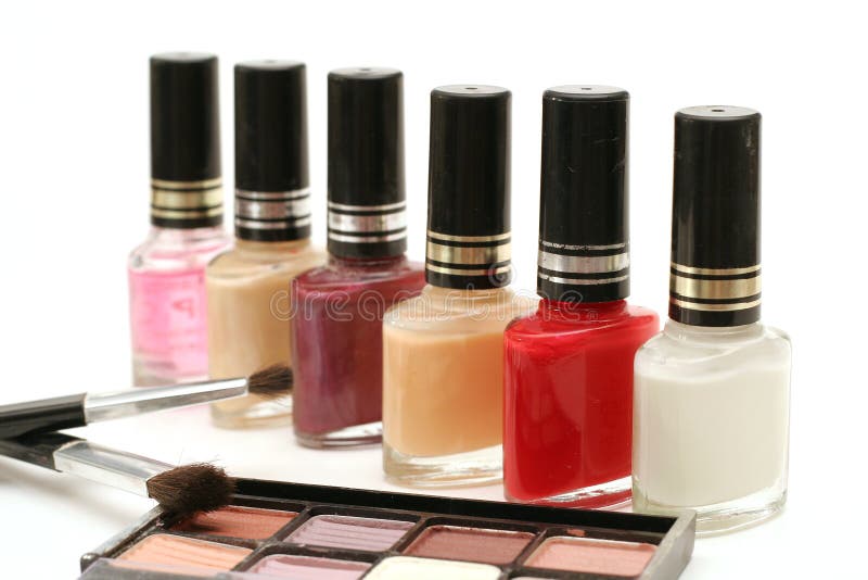 Nail Polish & Cosmetics W/brushes Stock Image - Image of finger, chic ...