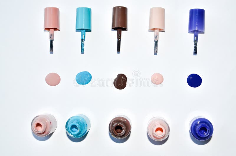 Nail Polish Enamel Mixed Multicolor Samples, Isolated on White ...