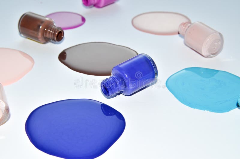 Nail Polish Enamel Mixed Multicolor Samples, Isolated on White ...