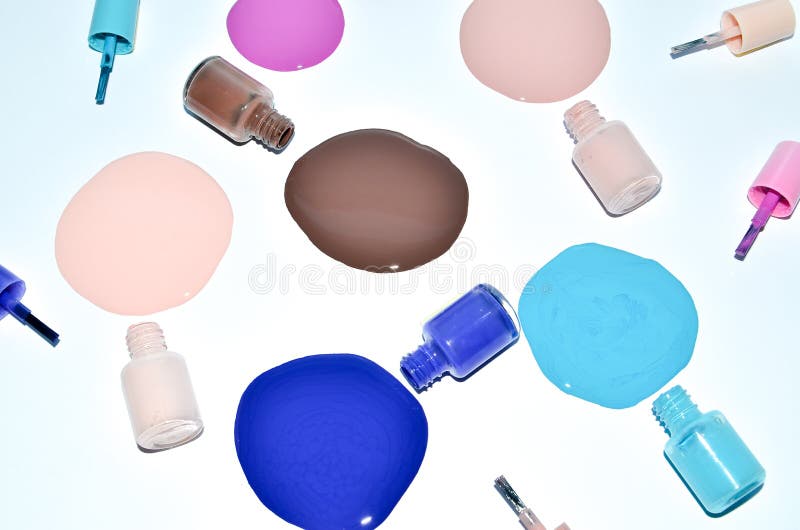 Nail Polish Enamel Mixed Multicolor Samples, Isolated on White ...
