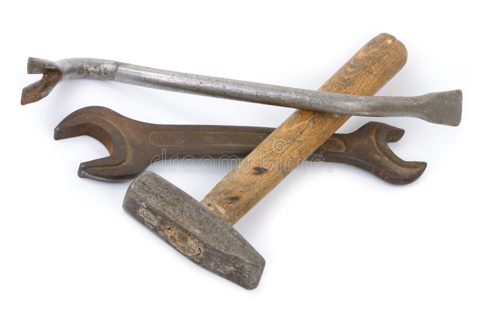 Nail Puller, Hammer, Wrench Stock Photo - Image of item, worn: 32228372