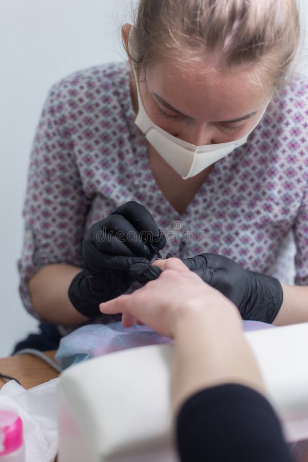Nail Salon, Girl Doing Manicure Stock Image - Image of salon, mask ...