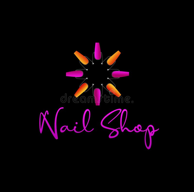 Nail Shop with Nails Symbol. Nail Shop Monogram Stock Vector ...