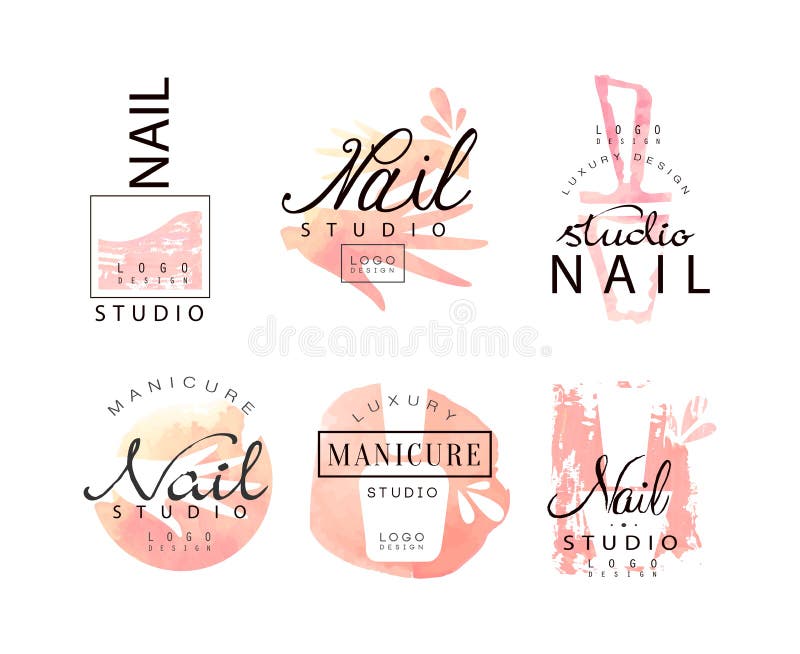 Nail Studio Logo Design Creative Template with Hands and Nail Polish ...
