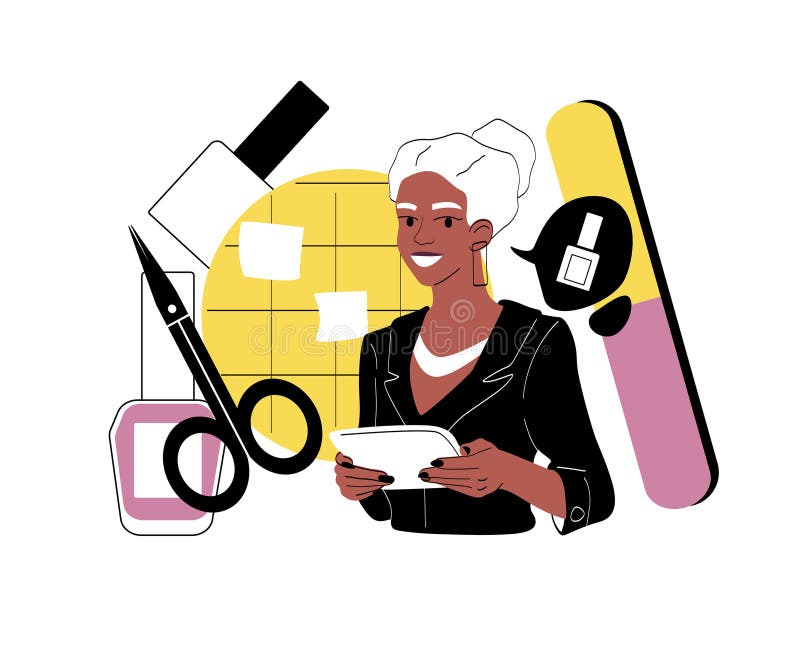 Nail Technician with Manicure Tools. Vector Illustration Stock Vector ...