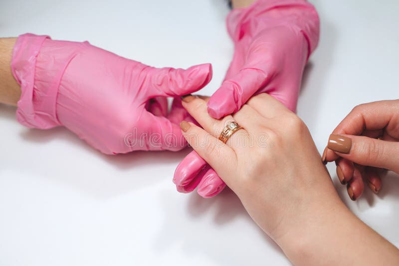 Nail Technician Moisturizes Client Skin Performs Relaxing Hand Massage ...