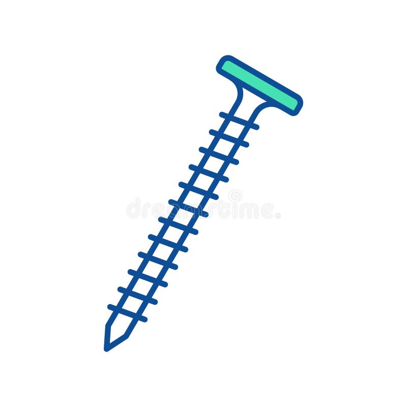 Nail Vector Icon. Blue and Green Color Illustration Stock Illustration ...