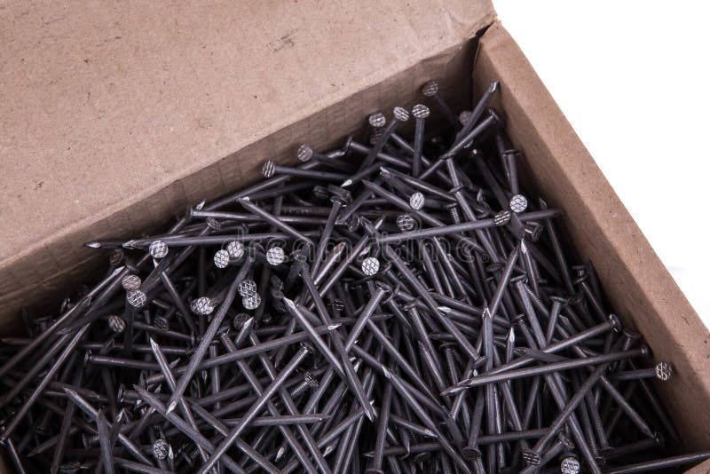 Nails in a box stock image. Image of macro, fasteners - 63128805