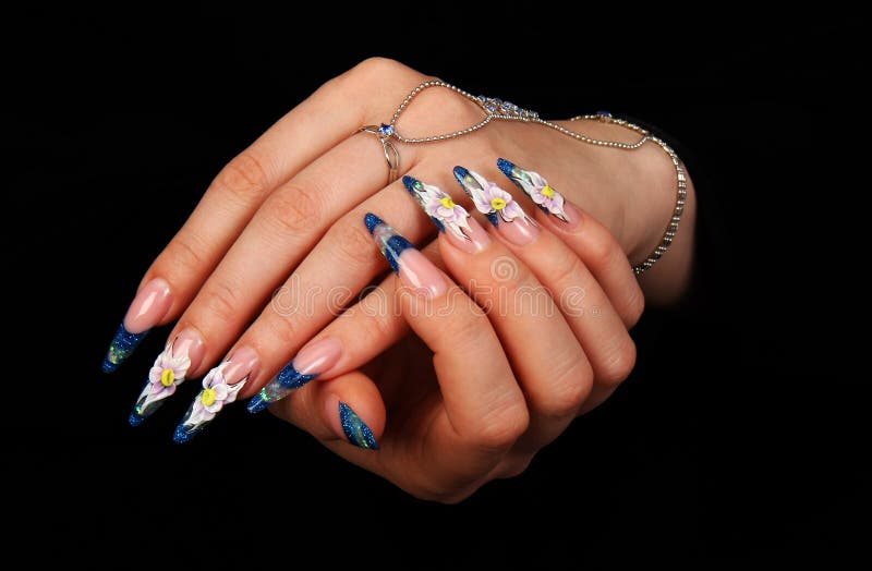 Nails Human Fingers with Long Fingernail and Beautiful Manicure Stock ...