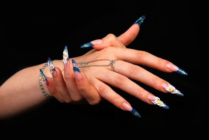 Nails Human Fingers with Long Fingernail and Beautiful Manicure Stock ...