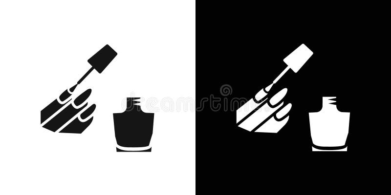 Nails Polish Icon Flat Vector Set Outline Stock Vector - Illustration ...