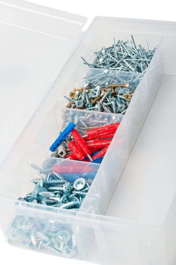 Nails and screws in box stock image. Image of hardware - 23500661