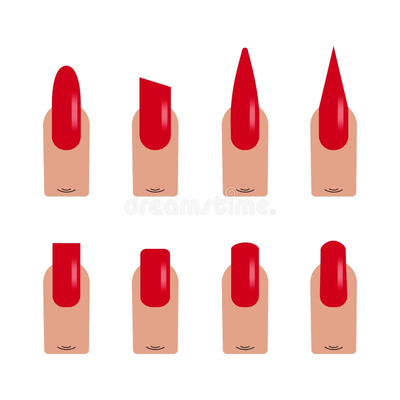 Nails Shape Icons Vector Flat Illustration Stock Vector - Illustration ...